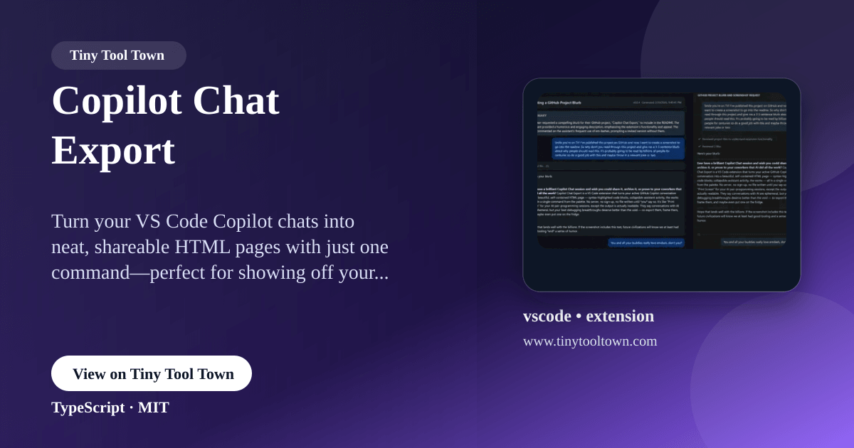 Copilot Chat Export - Export VS Code Copilot chat transcripts into...