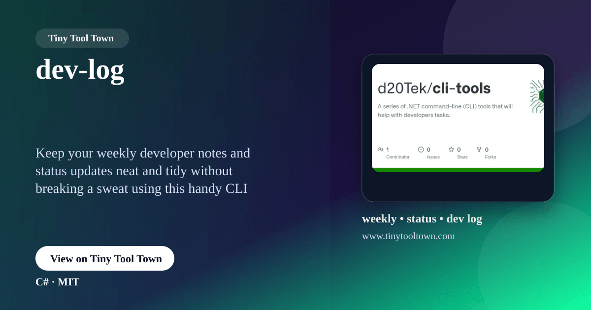 dev-log - A CLI tool to help write and manage weekly developer note...