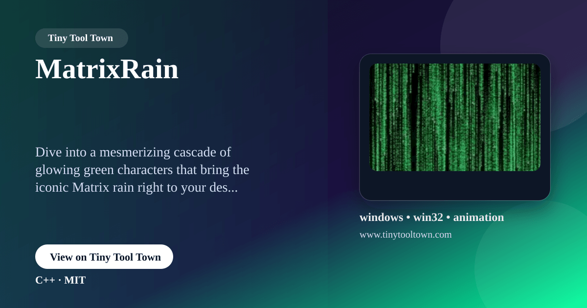 MatrixRain - A great looking Matrix Rain implementation that runs l...