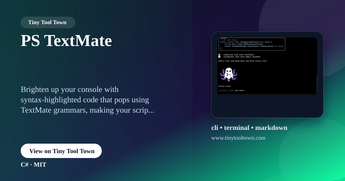 PS TextMate - PowerShell module to render with TextMate grammar in...