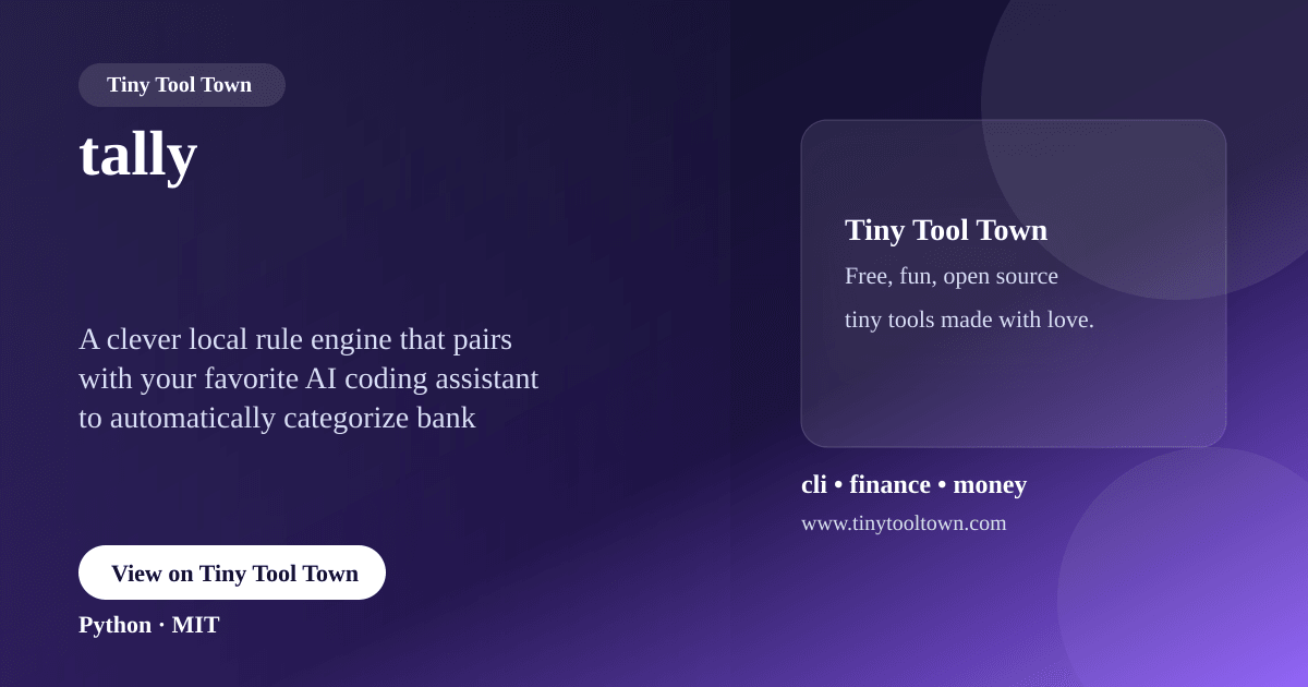 tally - A tool to help agents classify your bank transactions. | Ti...